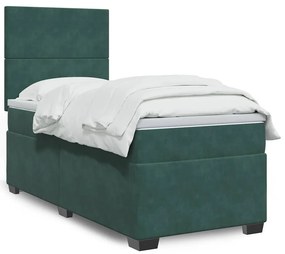 Box spring postel s matrací tmavě zelená 100x200 cm samet 3293131