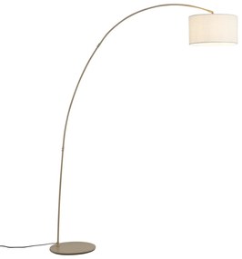 Moderní oblouková lampa béžová s teddy stínidlem - Vinossa