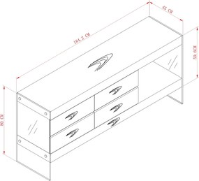Komoda Soho 184 cm ořech/čirá