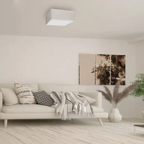 Stropní svítidlo Lino Square, 1x lněné stínítko, (bílé plexisklo), (40cm)