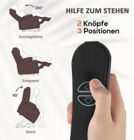 HOMCOM TV křeslo se stojánkem Elektrické polohovací křeslo s funkcí polohování, vibrační masáží, funkcí vyhřívání, TV křeslo s pružinovým jádrem, boč…
