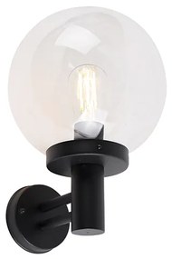 Venkovní nástěnná lampa černá s plastem IP44 nerezová ocel - Sfera