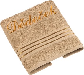 Bellatex Froté ručník kolekce Linie s výšivkou Dědeček Hnědá 50x100 cm
