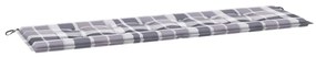 vidaXL Poduška na zahradní lavici šedá károvaná 180 x 50 x 3 cm oxford