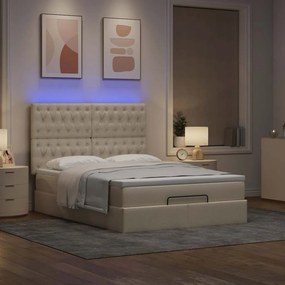Osmanský rám postele s matrací krémově 140x200cm textil 3314098