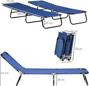 sada 2 skládacích lehátek Zahradní lehátko s 5 polohami výškově nastavitelného opěradla, nosnost až 120 kg