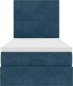 Osmanský rám postele s matracemi tmavě modrá 80x200cm samet 3313365