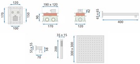 Rea Fenix Davis, podomítkový sprchový set + box s dešťovou a ruční sprchou, zlatá matná, REA-P6358