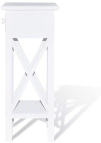 Odkládací stolek se zásuvkou bílý - Default Title