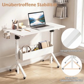 Costway Stůl k stání, výškově nastavitelný 70-117 cm, na kolečkách s látkovým