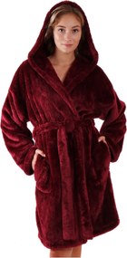 Krátký župan s kapucí Lilly extra one size vínový 33 20 3651 - S/M