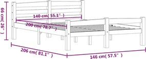 Rám postele bez matrace z masivního borovicového dřeva 322064