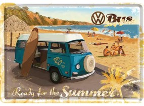 Postershop Plechová pohlednice - VW Bus Ready for the Summer