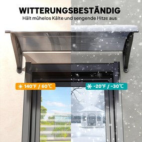 Outsunny stříška na vchodové dveře 100 x 75 cm stříška z hliníku a polykarbonátu s UV ochranou stříška na vchodové dveře na balkon, ochrana proti slu…