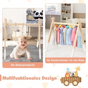 Costway Baby Play Arch Dřevěná hrací hrazda Skládací dětská tělocvična