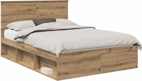 Rám postele Umělecký dub 140 x 190 cm Masivní borové dřevo 3409353