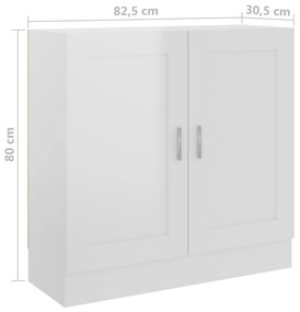 Knihovna Richy - dřevotříska -  82,5x30,5x80 cm | bílá s vysokým leskem