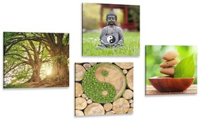 Set obrazů Feng Shui v zeleném provedení Varianta: 4x 60x60