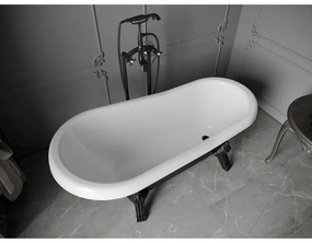 Mexen Retro, volně stojící vana 150 x 73 cm, bílá-černá, černé nohy, 53251507375-70