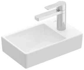 Villeroy & Boch Avento - Umývátko 360x220 mm, bez přepadu, 1 otvor pro baterii vpravo, alpská bílá 43003L01