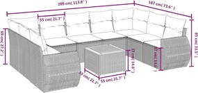 10dílná zahradní sedací souprava s poduškami černá polyratan 3257476