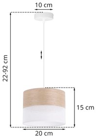 Light Home Závěsné svítidlo Wood, 1x béžová dubová dýha/bílé plastové stínítko, (fi 20cm)