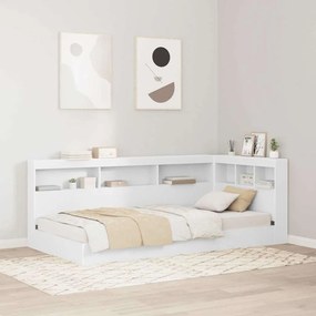 Knihovna postel s policí Bílá 90 x 190 cm Kompozitní dřevo 3335749