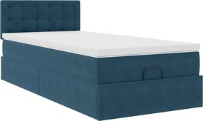 Osmanský rám postele s matrací tmavě modrá 90x200cm samet 3311895
