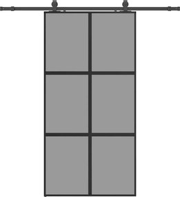 Posuvné dveře se sadou kování černé 102,5x205 cm Tvrzené sklo 3375888