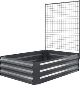 Outsunny Velký Zahradní Květináč z Pozinkované Oceli s Trellis pro Popínavé Rostliny a Otevřenou Základnou pro Terasu nebo Balkon 80x115x125 cm Tmavě
