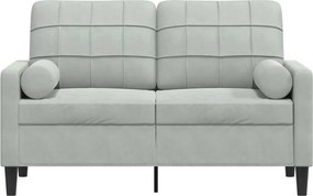 2místná pohovka s polštáři světle šedá 120 cm samet 3278209