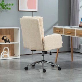 HOMCOM Ergonomická kancelářská židle s opěrkou na ruce, design z umělé ovčí vlny, výškově nastavitelná otočná židle s funkcí náklonu, polstrovaná kan…