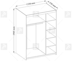 Skříň Elena 3D - Dub Lefkas tmavý