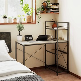HOMCOM Průmyslový otočný knihovní stůl s ocelovým rámem pro domácí kancelář a ložnici 110x53x115,5 cm Dub a černá | Aosom