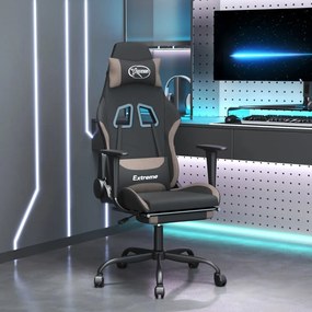vidaXL Masážní herní židle s podnožkou černá a textil [345486] Barva: taupe