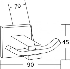 Mexen příslušenství, VANY držák na ručníky, 2-háček, černá, 7020935-70