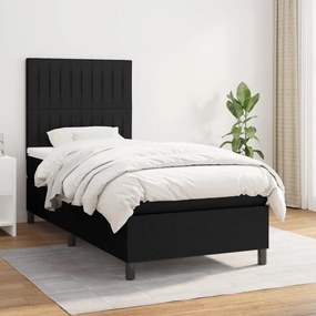 Box spring postel s matrací černá 100 x 200 cm textil,  3141915
