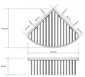 HOPA Polička do sprchy rohová, 265×90×205 mm Barva - Růžové zlato broušená KDBE155208312