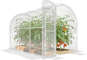 Outsunny tunelový skleník 3 × 2 × 1,95 m, 6 m², plachta PE 150 g/m² odolná proti UV, výklopné dveře — pro zeleninu, rostliny a květiny | Aosom