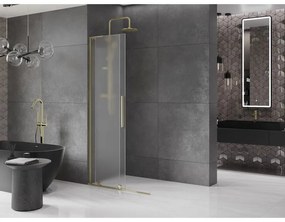 Mexen Velar L, posuvná sprchová zástěna Walk-in 120 x 200 cm, 8mm sklo námraza, zlatá lesklá, 871-120-003-33-50