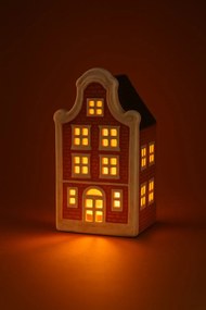 Keramický LED domeček HYTTE 16,3 cm oranžový