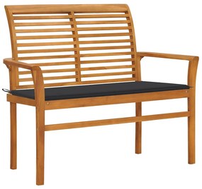 Zahradní lavice s antracitovou poduškou 112 cm masivní teak 3062649
