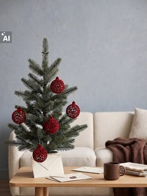 Sinsay - Sada vánočních koulí s výřezy a sametovou úpravou 5 pack - červená
