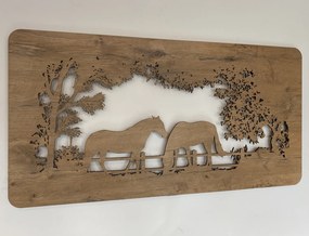 Li-Go "Koně" světelný obraz 230V 120x60 cm provedení povrchu: dub světlý