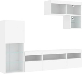 6dílná obývací stěna s LED osvětlením bílá kompozitní dřevo 3216732