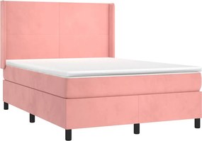 Box spring postel s matrací růžová 140x200 cm samet 3132566