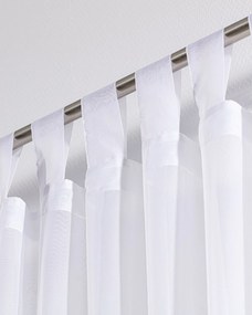 Záclona voálová jednoduchá na poutka barva bílá látka poloprůhledná, pletený vzor