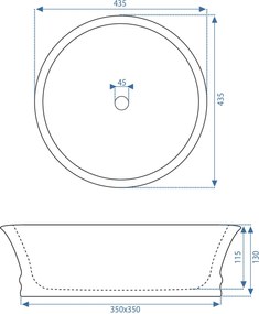 Rea Betty, umyvadlo na desku 440x440x130 mm, starožitná měděná, REA-U1057