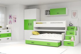 BMS Group Dětská multifunkční postel s přistýlkou a vysouvacím stolem MAX 1 200x80 zelená Zelená