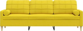 3místná pohovka s polštáři světle žlutá 210 cm textil 3278206